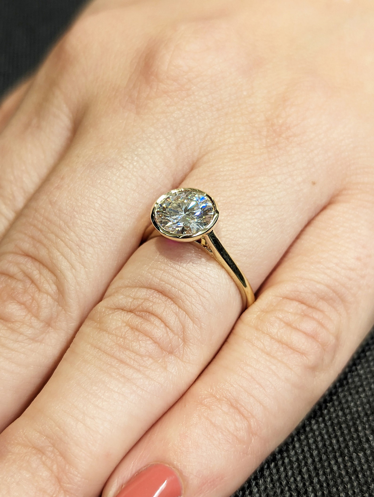 2 Carat Round Bezel Solitaire Ring Brilliant Cut Diamond Simulant ...