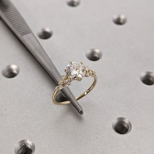 Round Cut Moissanite Ring Vintage Moissanite Engagement Ring Solid Gold ...
