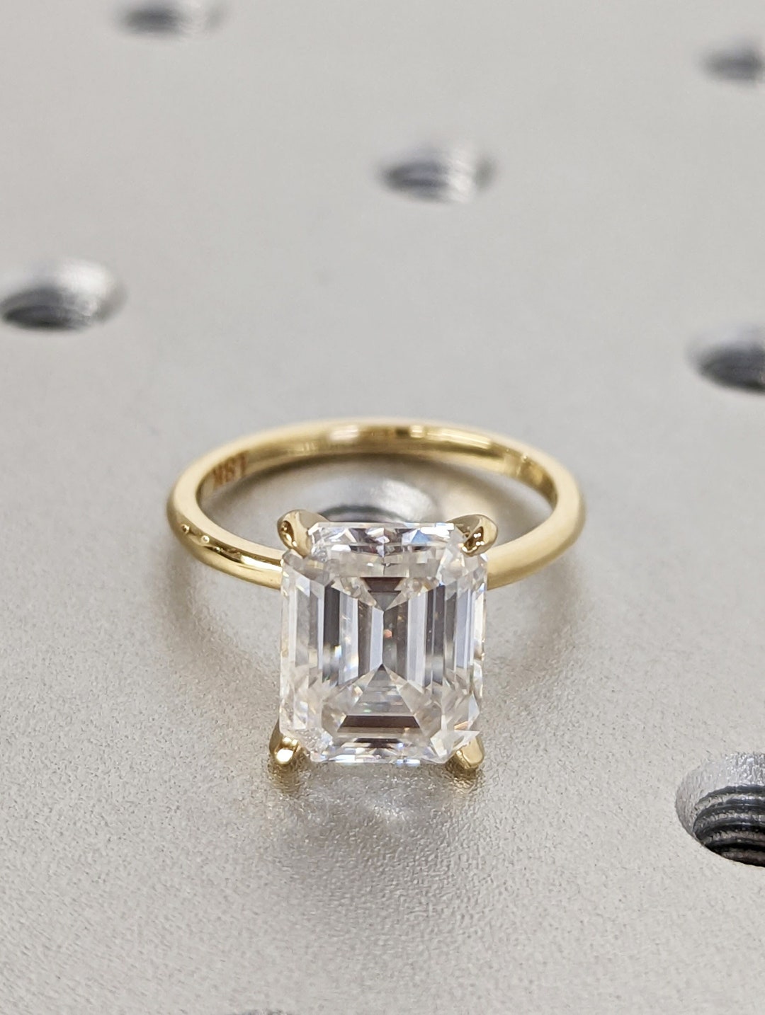 3 Carat Emerald Cut Solitaire Engagement Ring, Emerald Cut Engagement ...