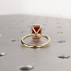 Bezel Set Ruby Ring 14K Solid Yellow Gold Gemstone Engagement Ring for ...