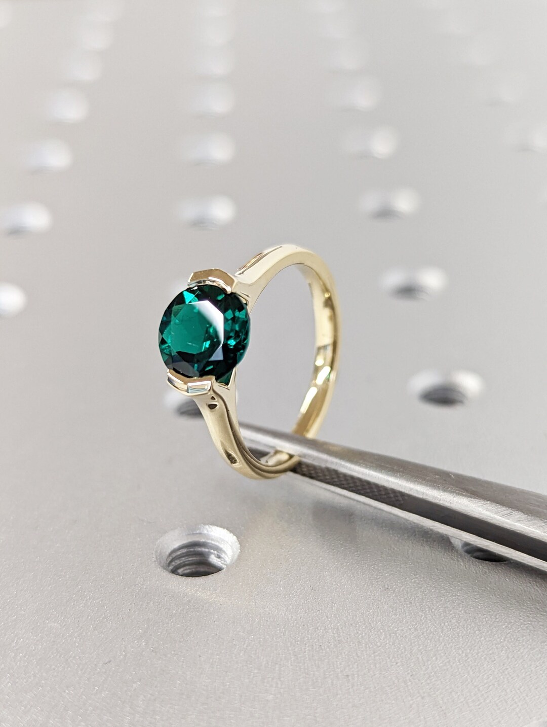 Emerald Ring Vintage Emerald Engagement Ring 14k Rose Gold Ring Gift ...