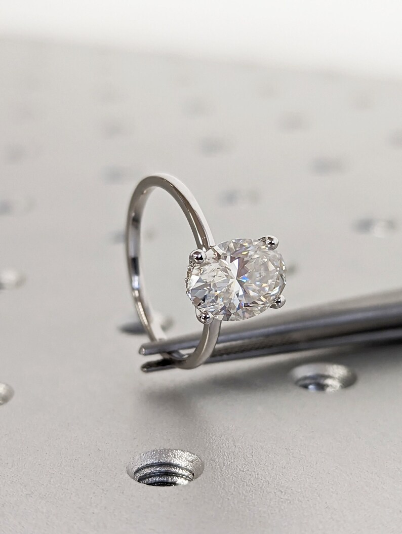 2ct Hidden Halo Engagement Ring Solitaire Oval Moissanite - Etsy