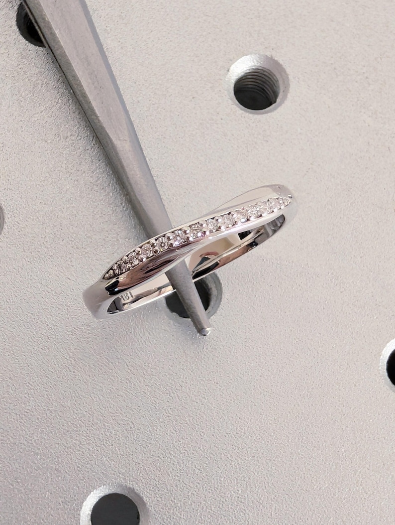 18K Solid White Gold Diamond Twist Ring, Half Eternity Ring, Delicate ...