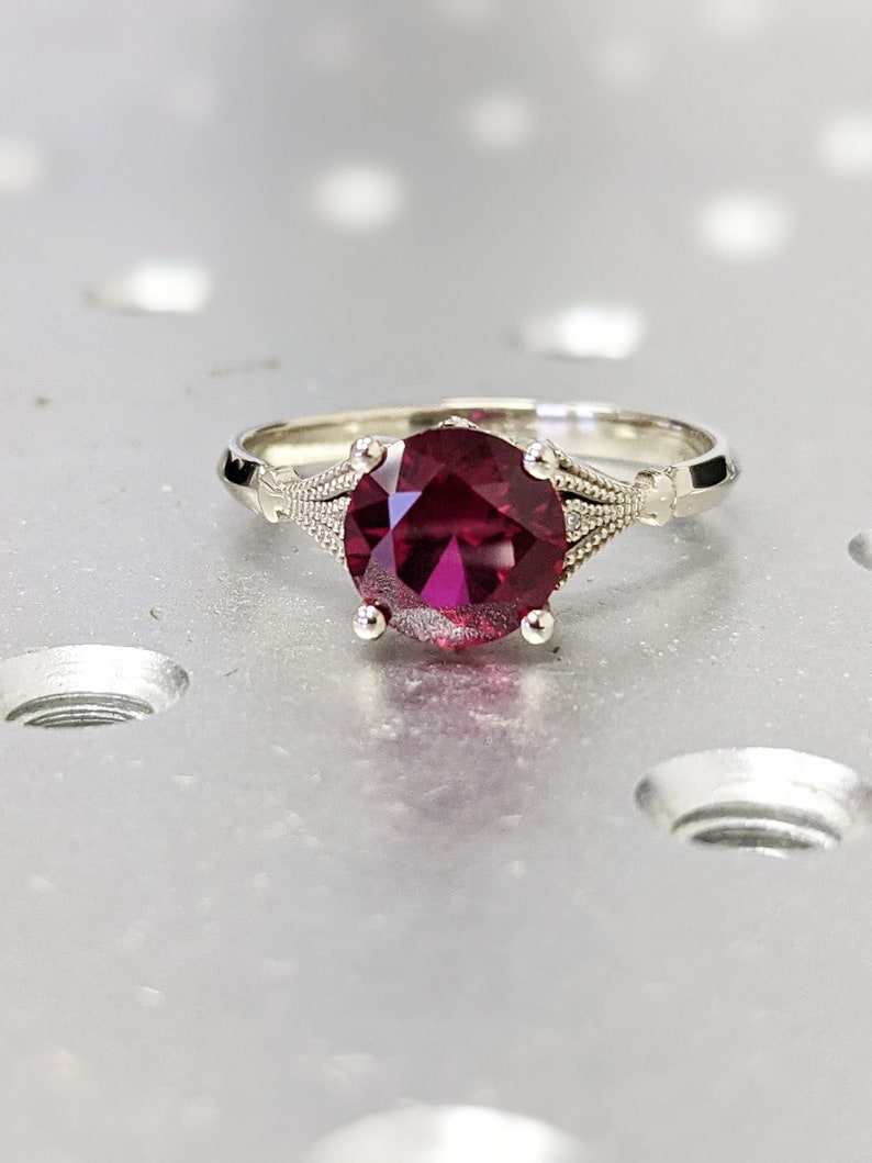 Vintage Ruby Engagement Ring 14k White Gold Ruby Engagement - Etsy