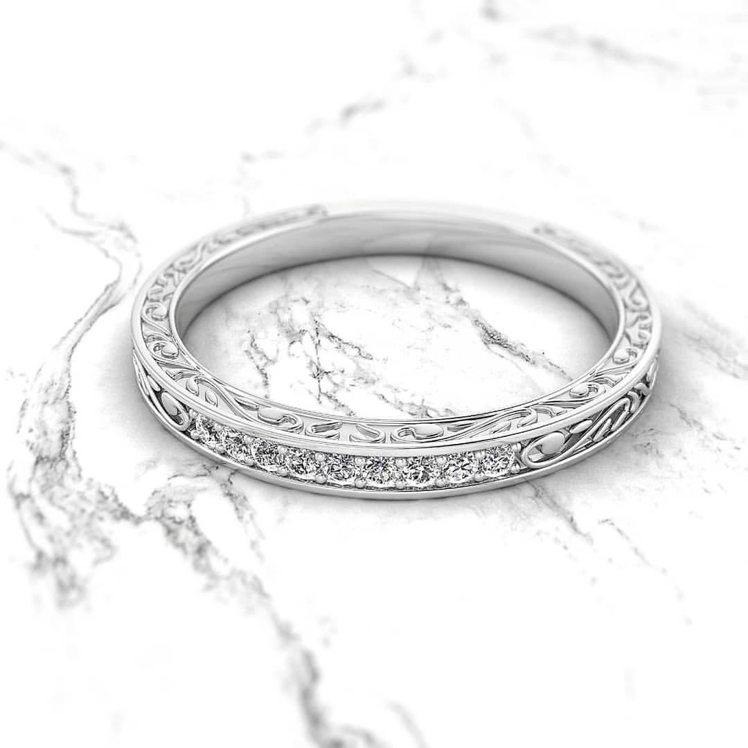Filigree Band White Gold Vintage Band Band Art Deco Band Stackable ...