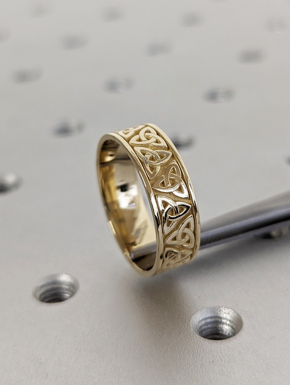 Celtic Yellow Gold Wedding Band Antique Style, 6.5mm Unique Celtic Ring ...