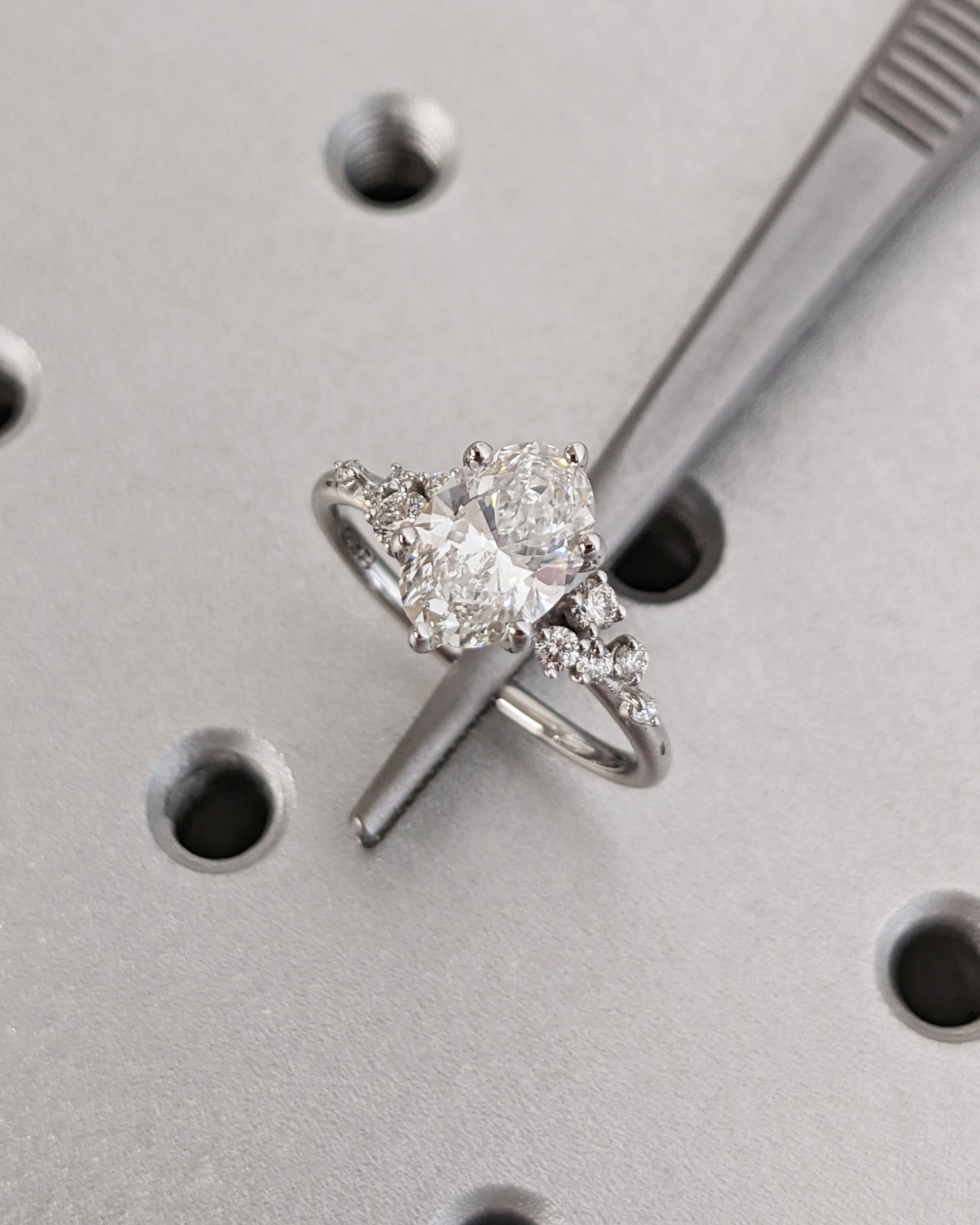 Oval Cut Lab Diamond Ring Vintage Diamond Engagement Ring White Gold ...