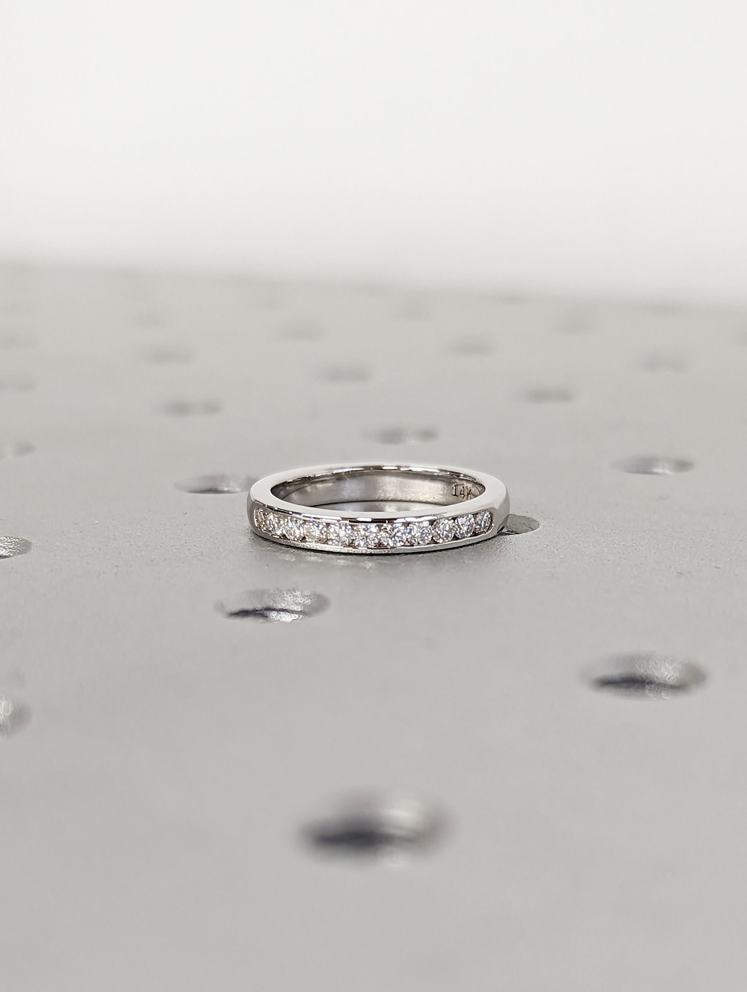 Channel Set Lab Grown Diamond Wedding Band/ 14k Channel Set Lab Diamond ...