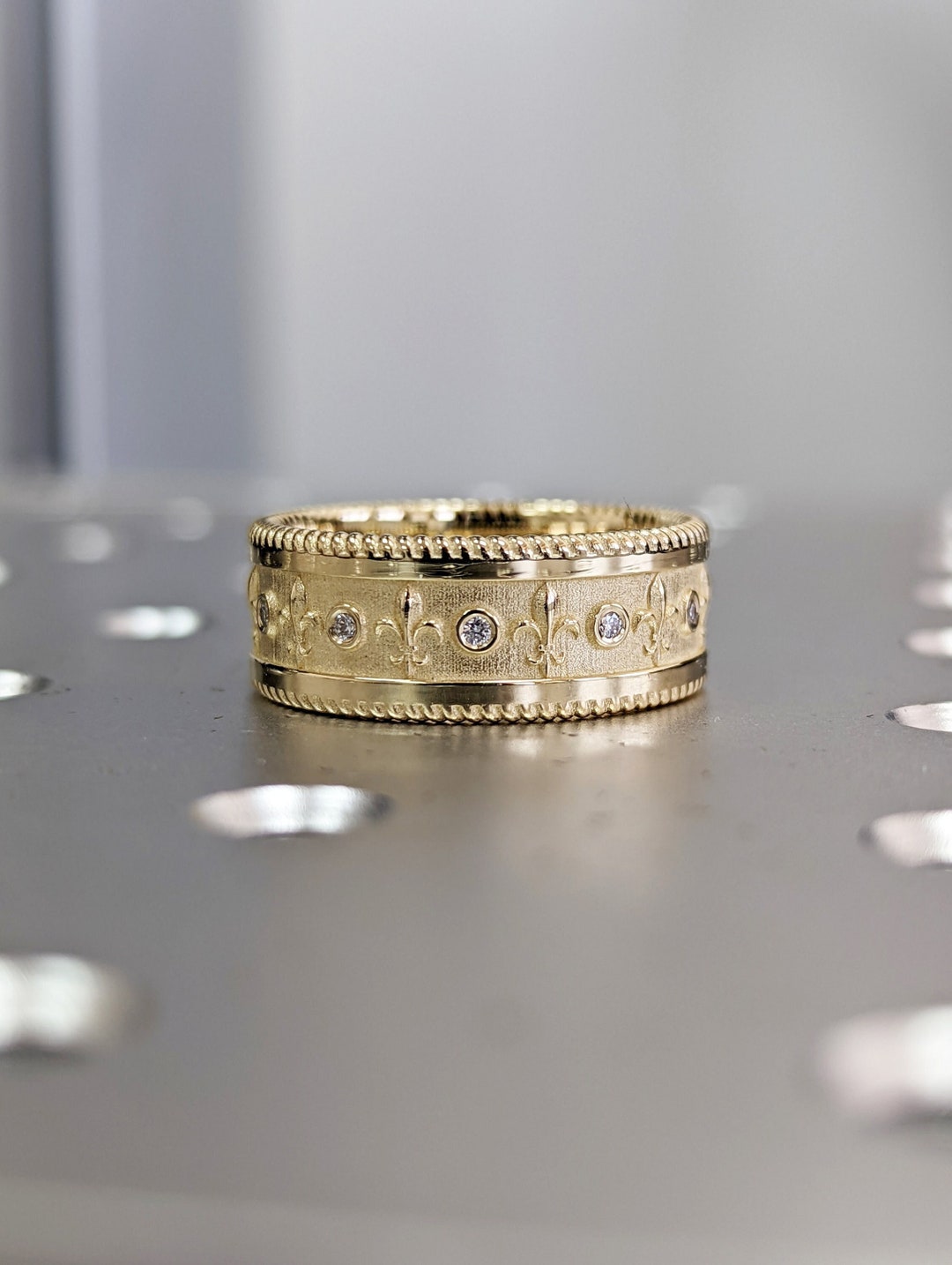 Fleur DE Lis Vintage Style Wedding Band Fleur DE Lis Ring-14k/18k Gold ...