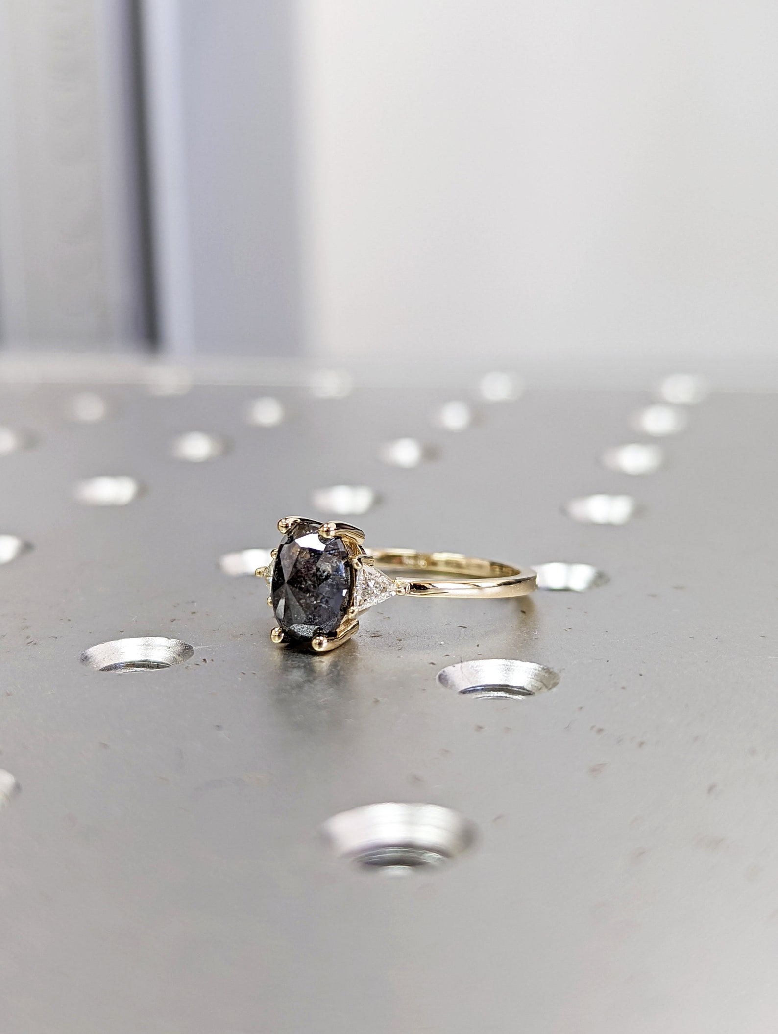 Raw Diamond Oval Triangle Diamond Salt and Pepper Unique - Etsy