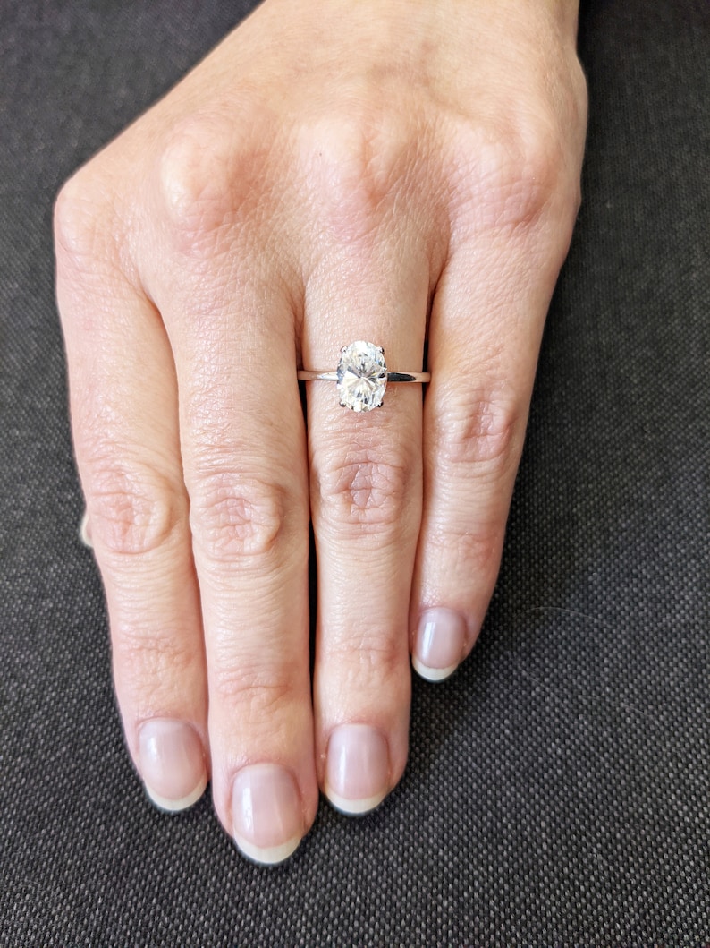 Hidden Halo Engagement Ring Solitaire Oval Moissanite Ring - Etsy