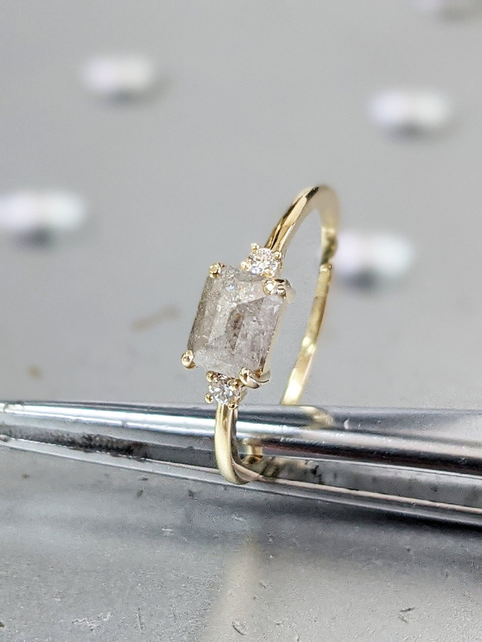 LIMITED Icy Salt and Pepper Diamond Ring Alternative Promise - Etsy