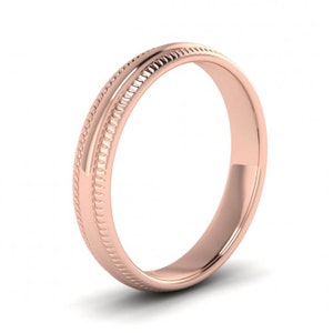14k Rose Gold Mili Milgrain Wedding Ring 4mm, Domed, Two Milgrain ...