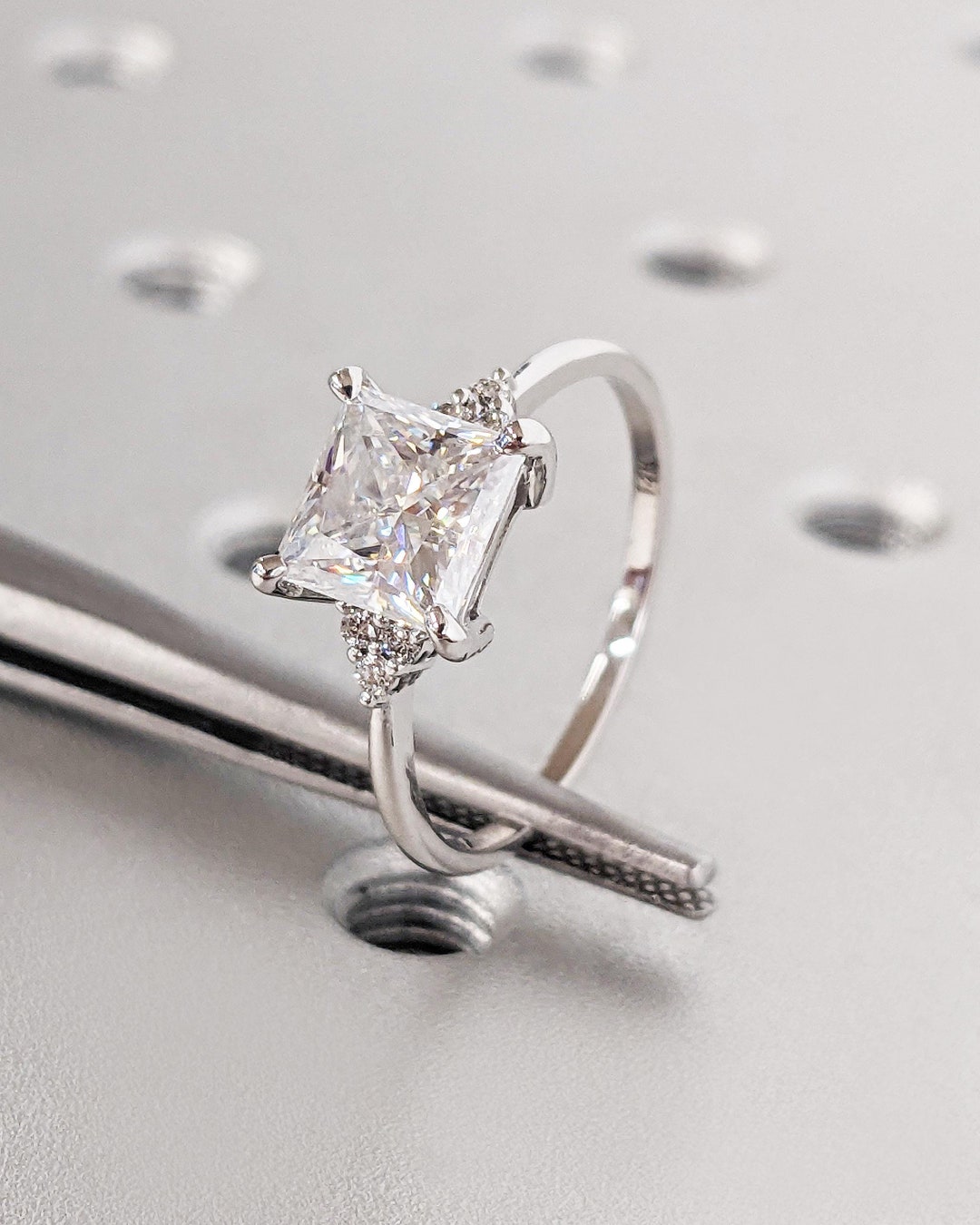 Princess Cut Lab Diamond Engagement Ring | Lab Created Dainty Promise ...