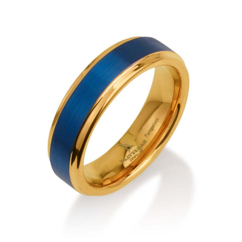 Men Gold and Blue Ring - Etsy
