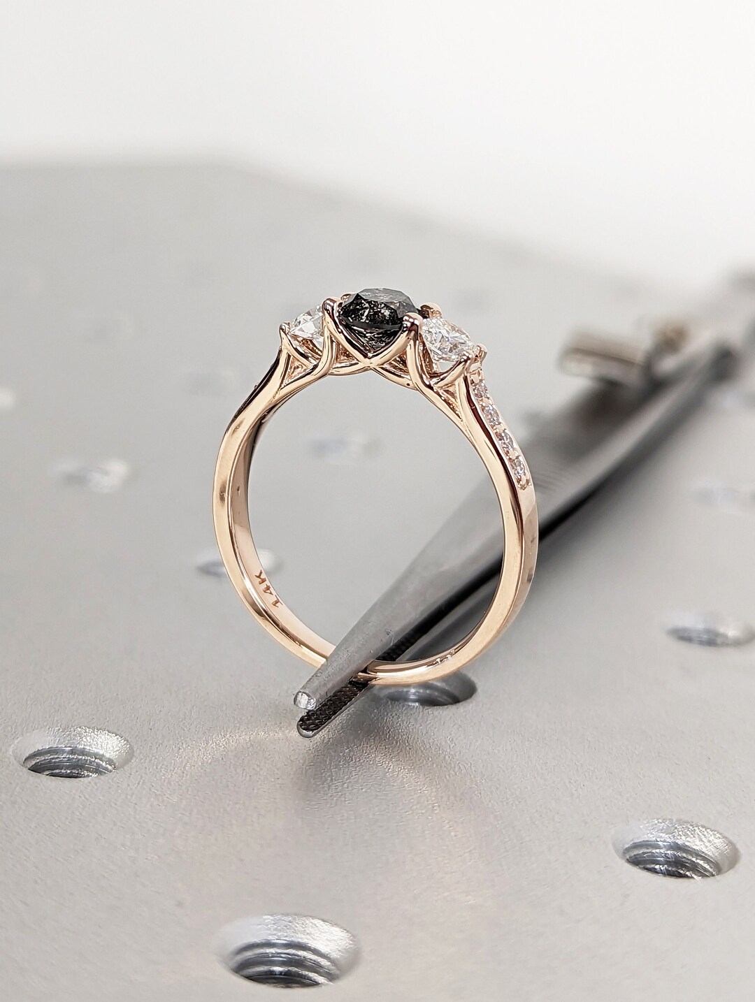 Unique Vintage Three Stone Engagement Ring Round Cut Wedding ...