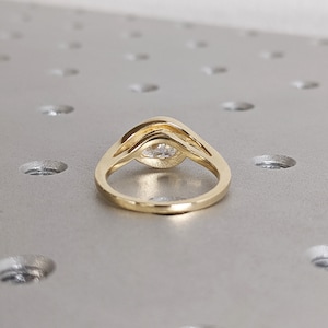 Horizontal Pear Cut Ring / Lab Diamond Engagement Ring / Solitaire East ...