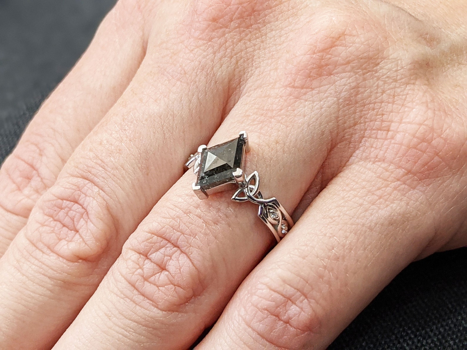 1.75ct Unique Kite Diamond Vintage Celtic Engagement Ring | Etsy