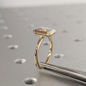 Elegant 1.5ct Emerald Cut Lab Diamond 14k Yellow Gold Engagement Ring ...