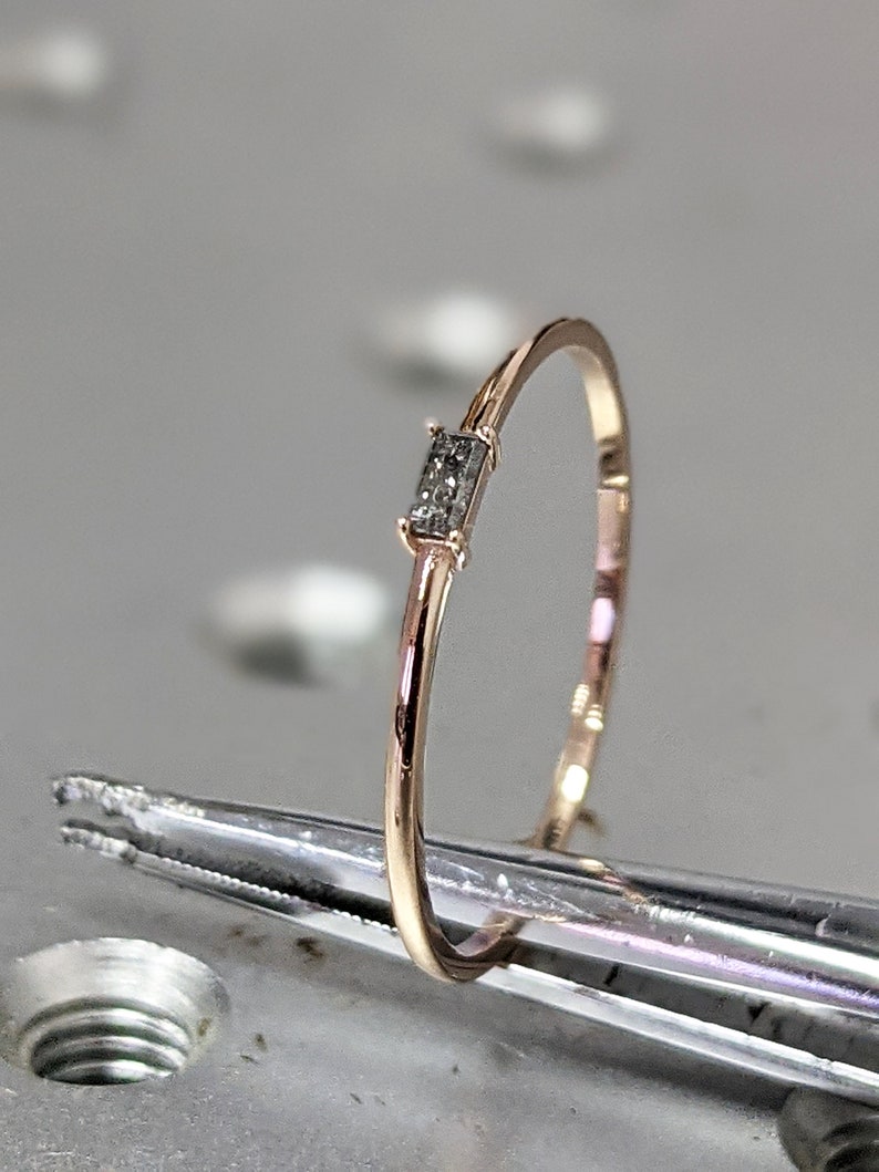 Black Diamond Stackable Ring / Minimalist Ring / Stacking Ring | Etsy