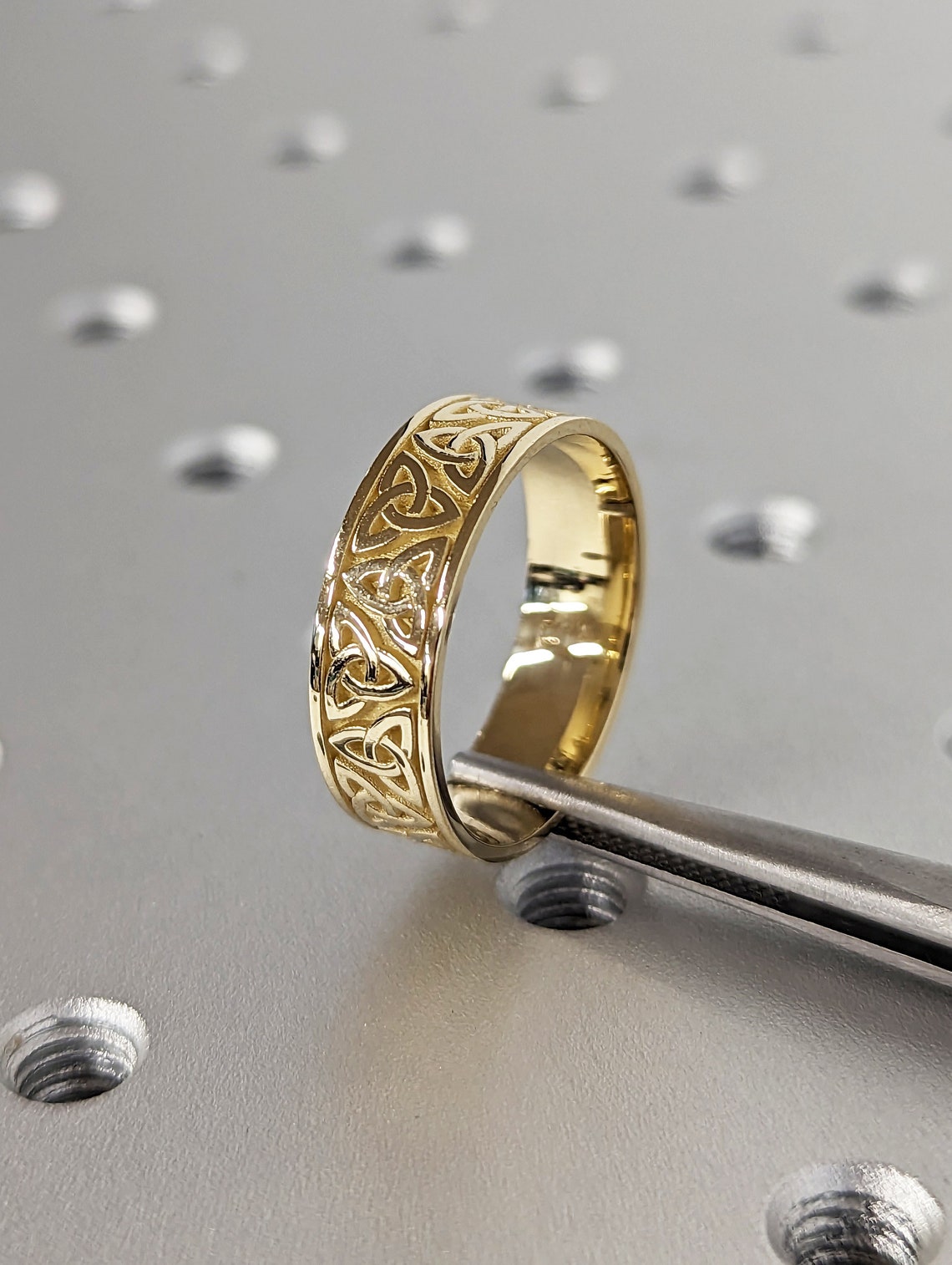 Celtic Yellow Gold Wedding Band Antique Style, 6.5mm Unique Celtic Ring ...