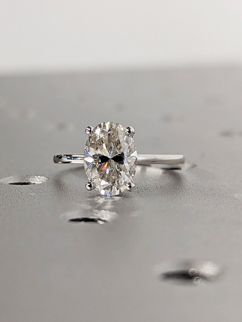 2ct Hidden Halo Engagement Ring Solitaire Oval Moissanite - Etsy