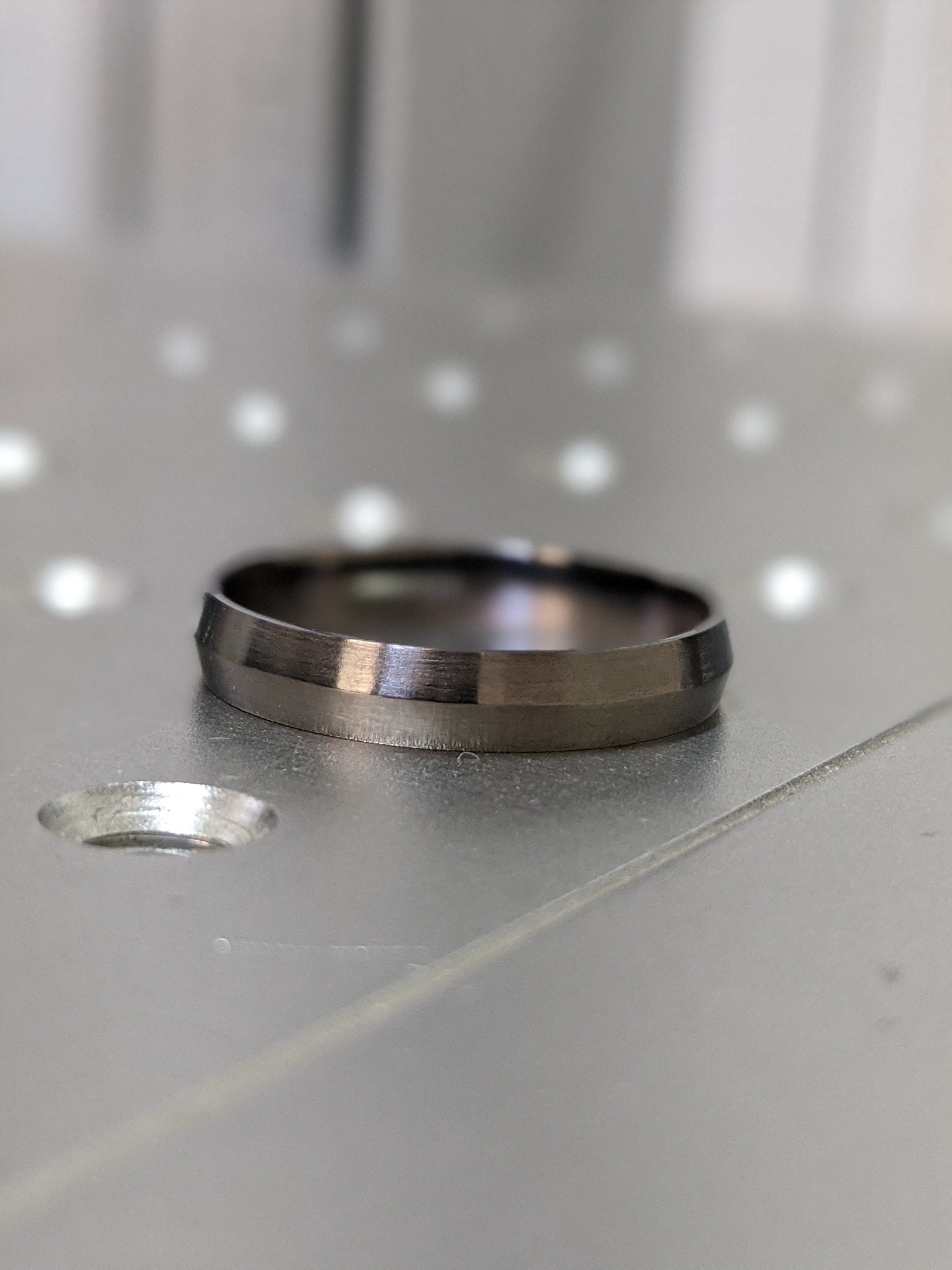 14k black gold brushed knife edged ring 4mm Knife edge Low | Etsy