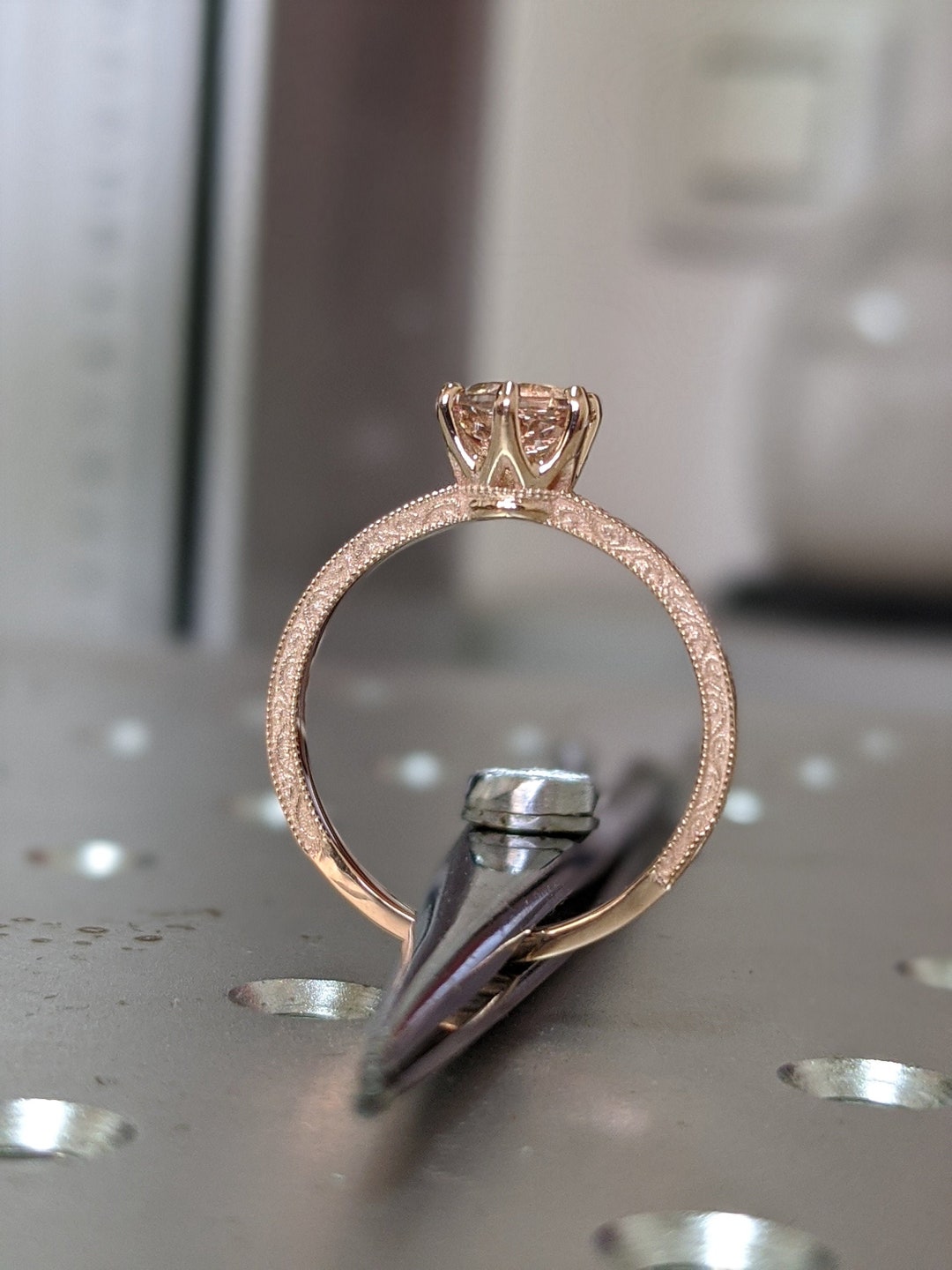 Rose Gold Vintage Morganite Solitaire Ring, Morganite Ring, Antique ...