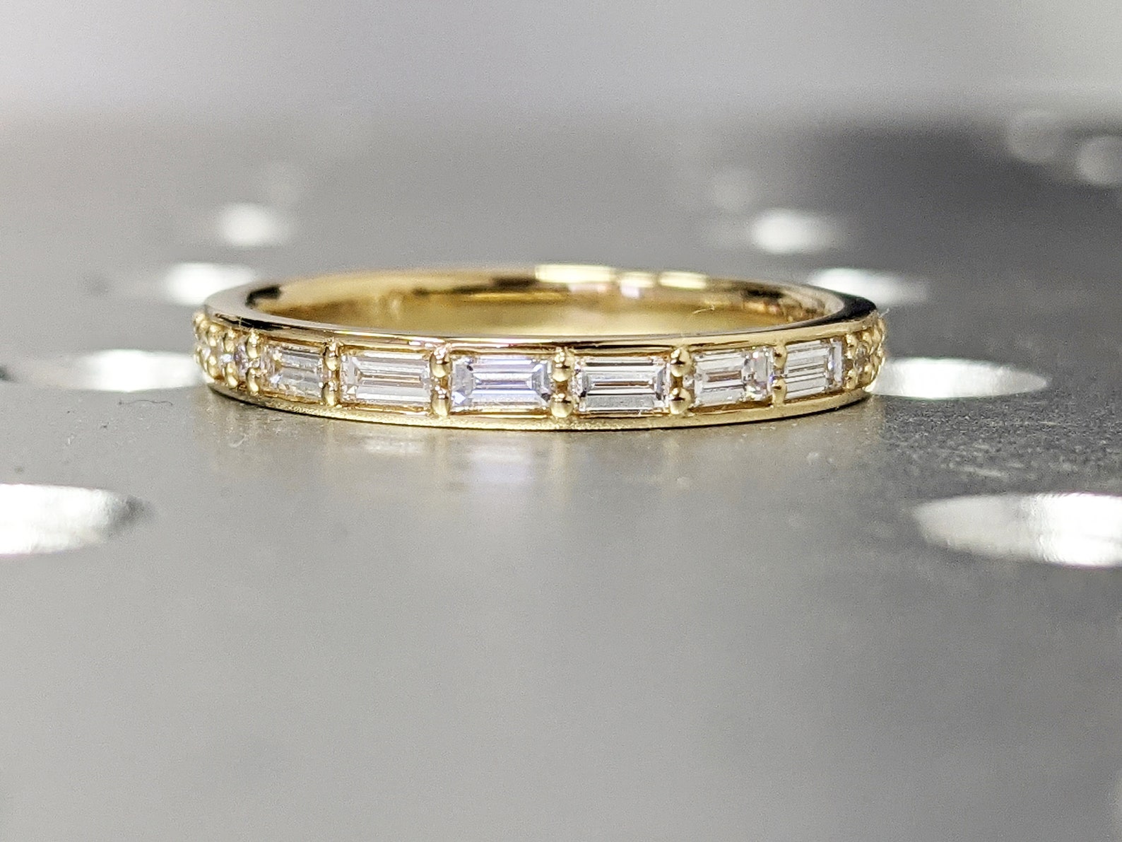 Baguette Wedding Band / 14k Gold 4 Baguette Diamond | Etsy