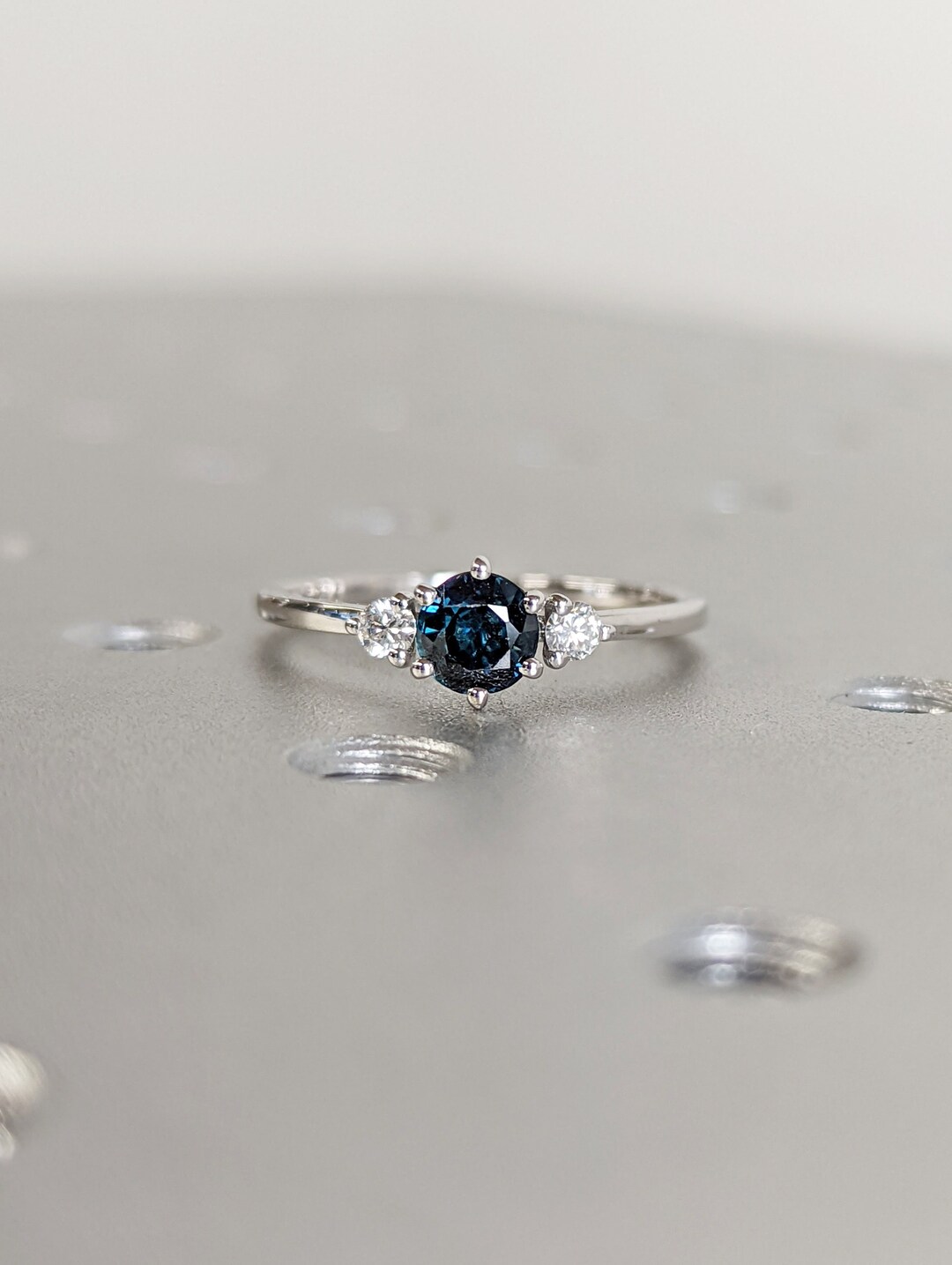 Peacock Sapphire Promise Ring Gold, Round Cut Engagement Dainty ...