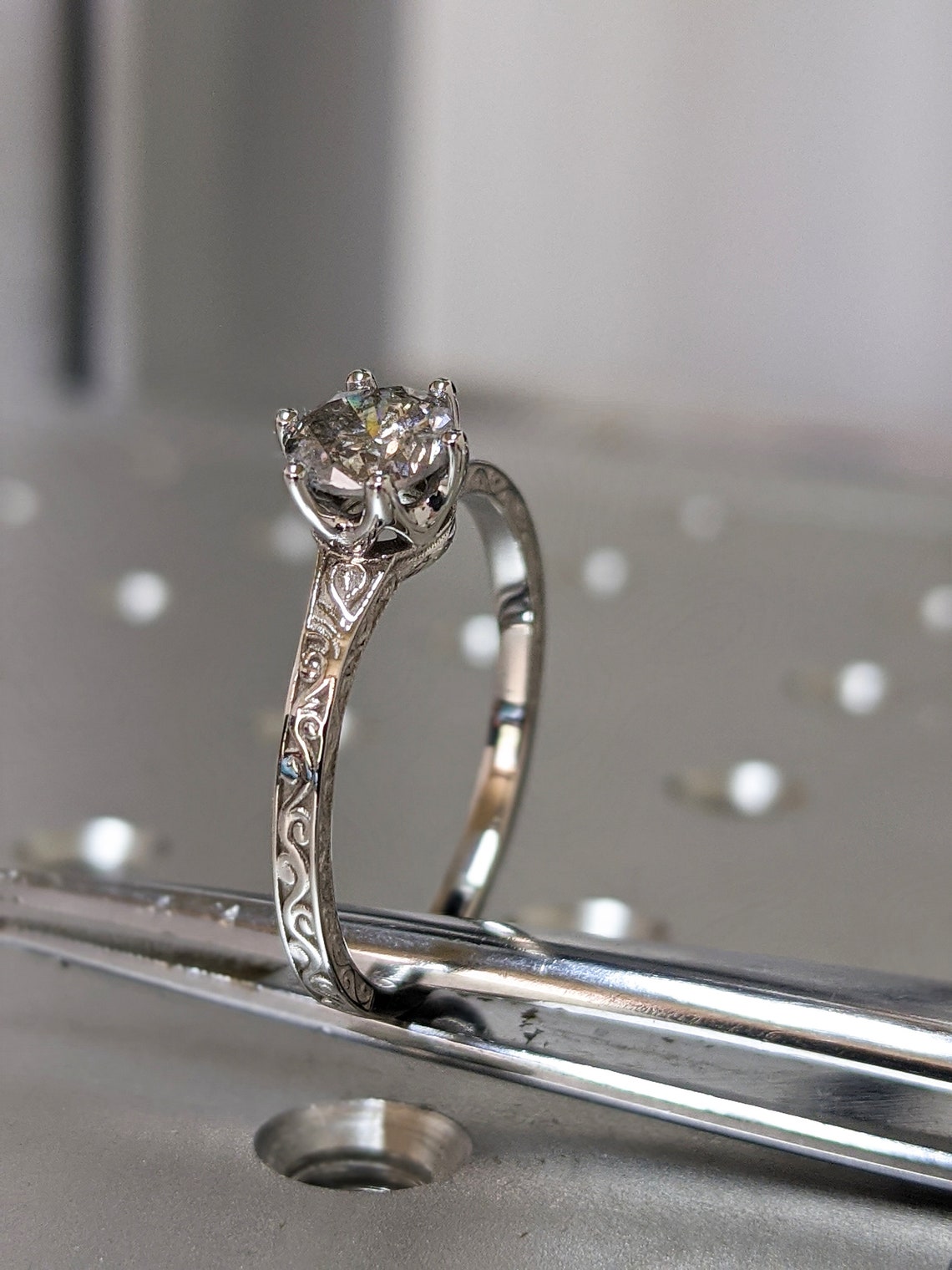 Light Raw Salt and Pepper Diamond Rose /white /yellow Gold - Etsy