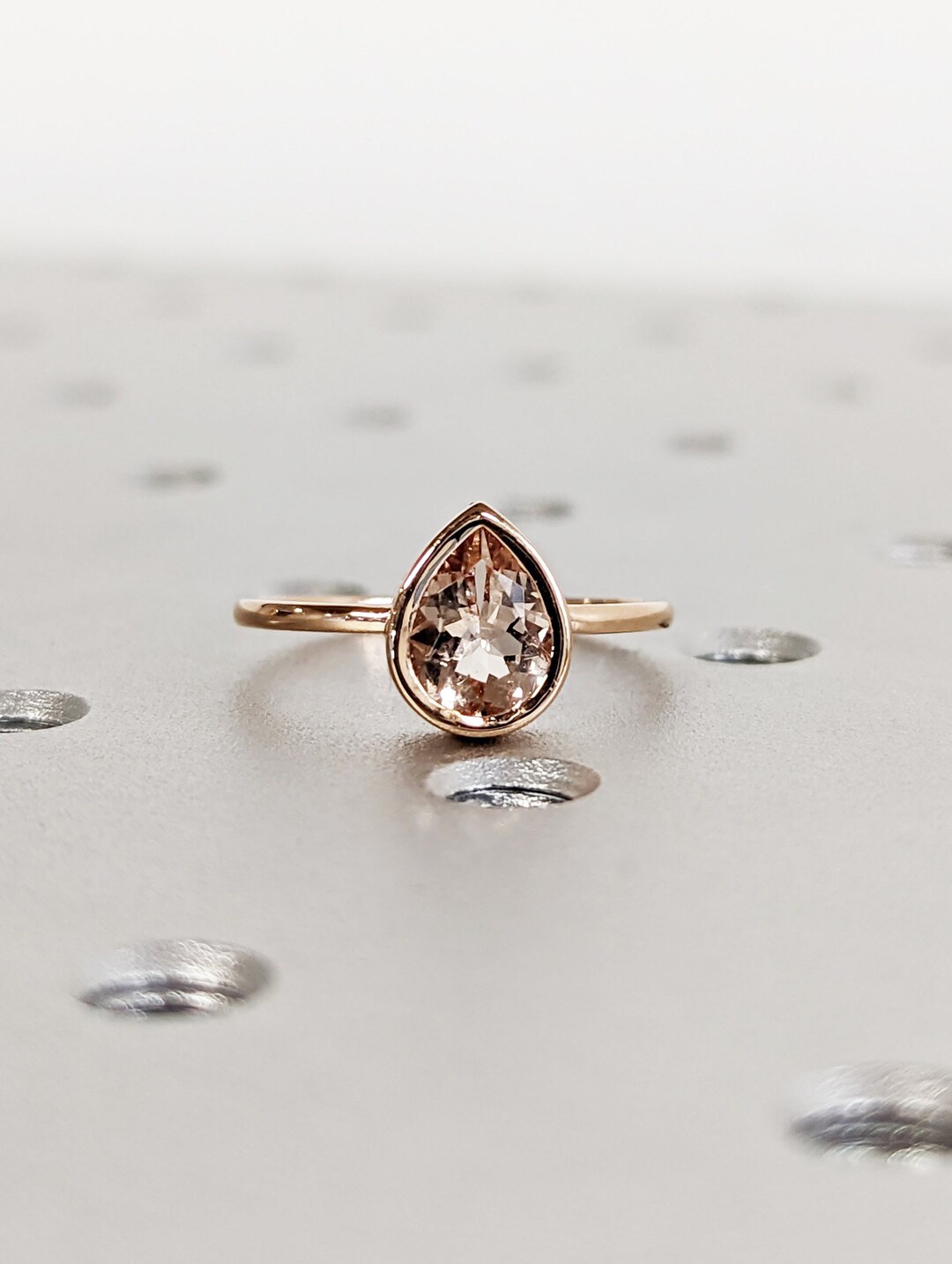 Vintage Teardrop Morganite Ring- 18K Rose Gold Ring- Morganite ...