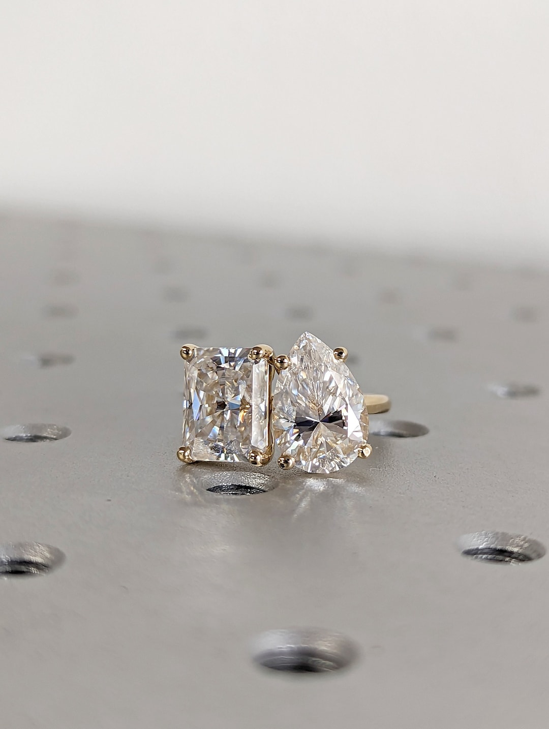 3 Carat Double Stone Engagement Ring Pear Cut and Radiant Cut ...