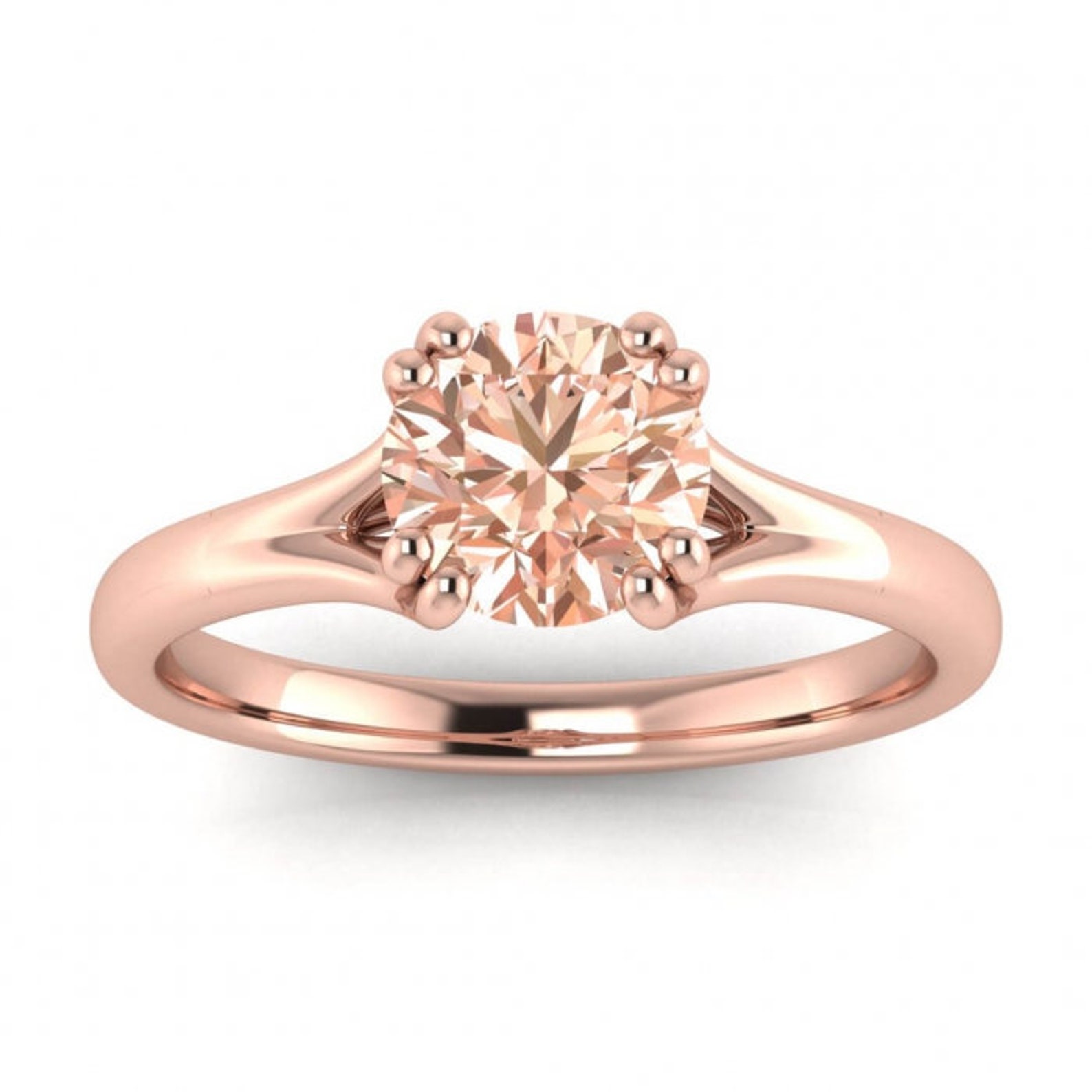 Unique Morganite Engagement Ring Rose Gold Solitaire Ring - Etsy