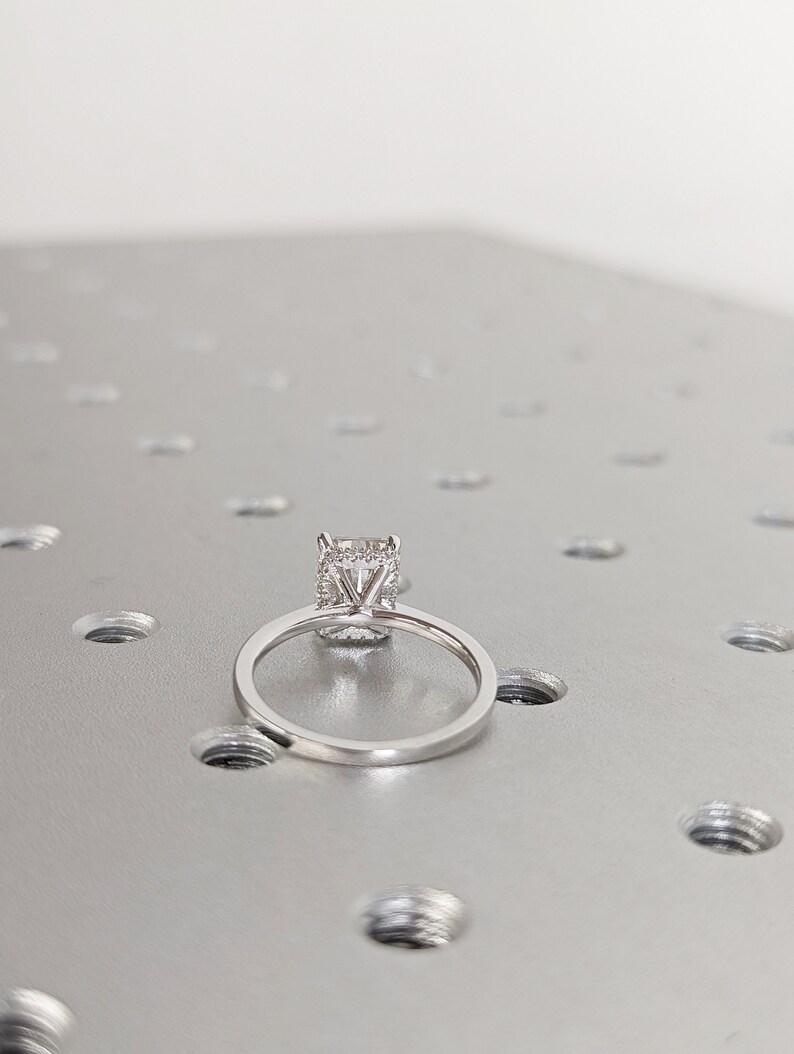 Diamond Hidden Halo Radiant Cut Solitaire Engagement Ring - Etsy