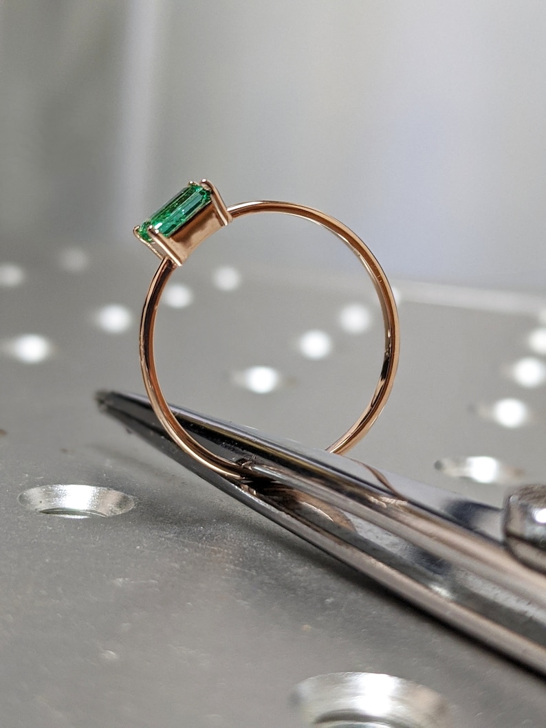 Solid Gold Natural Emerald Ring Art Deco Ring Emerald - Etsy