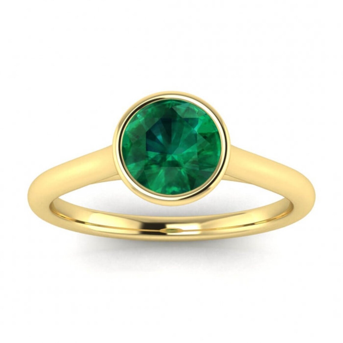 White Gold Floating Bezel Emerald Ring Floating Bezel Rounded - Etsy