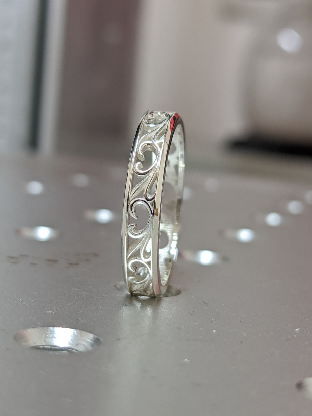 Vine and Filigree Wedding Band, Vine Silver Band, Mens Vine Band ...