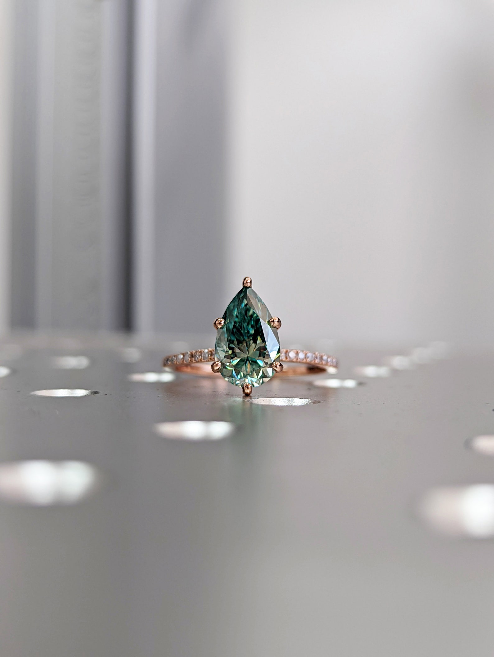 Colored Moissanite Engagement, Green Moissanite Ring, Vintage Blue ...