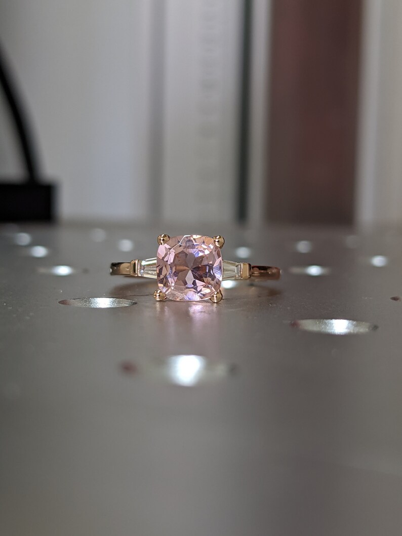 Peach Pink Morganite and Natural Diamond Engagement Ring - Etsy