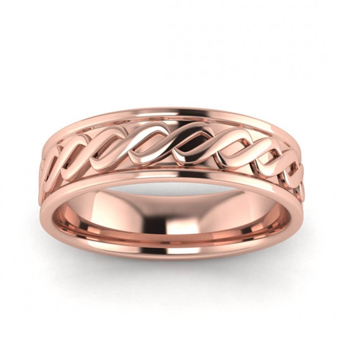 14k rose gold irish wedding ring 5mm Infinity knot | Etsy