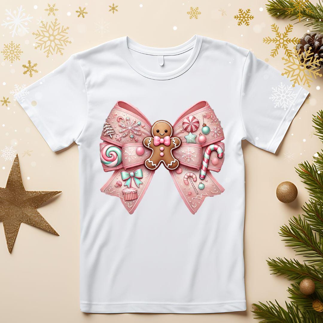 Christmas Coquette Bow Png, Pink Christmas Sublimation Designs ...
