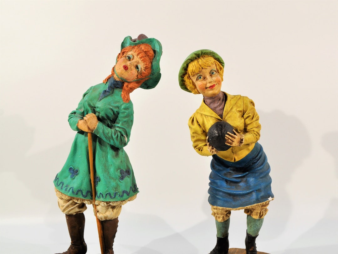 Woman Golf Player Statue & Woman Bowling Player Statue /antique Golfer ...