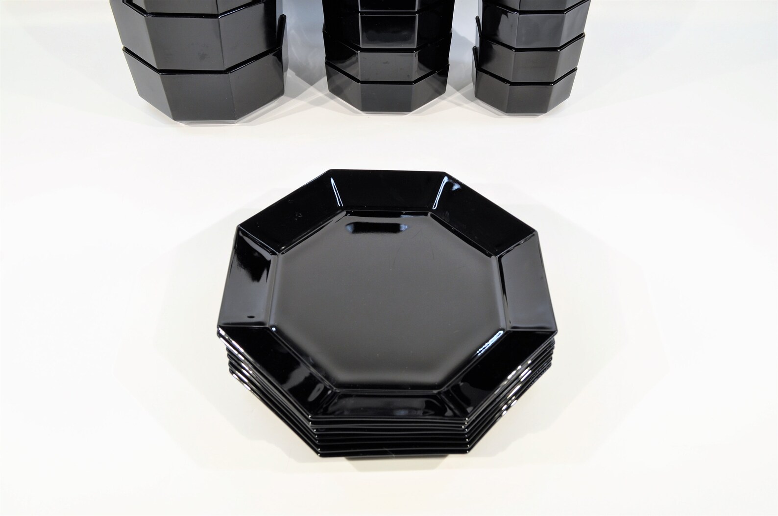 French Arcoroc 65 Piece Black Dinnerware Set /mid Century - Etsy