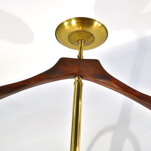 Mid-century Brass & Wood Butler Valet/ Suit Rack/clothes Hanger Made in ...