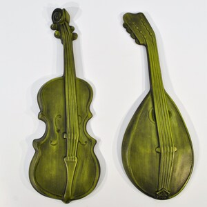 Green Accents Wall Decor Musical Instruments /mid Century Music ...