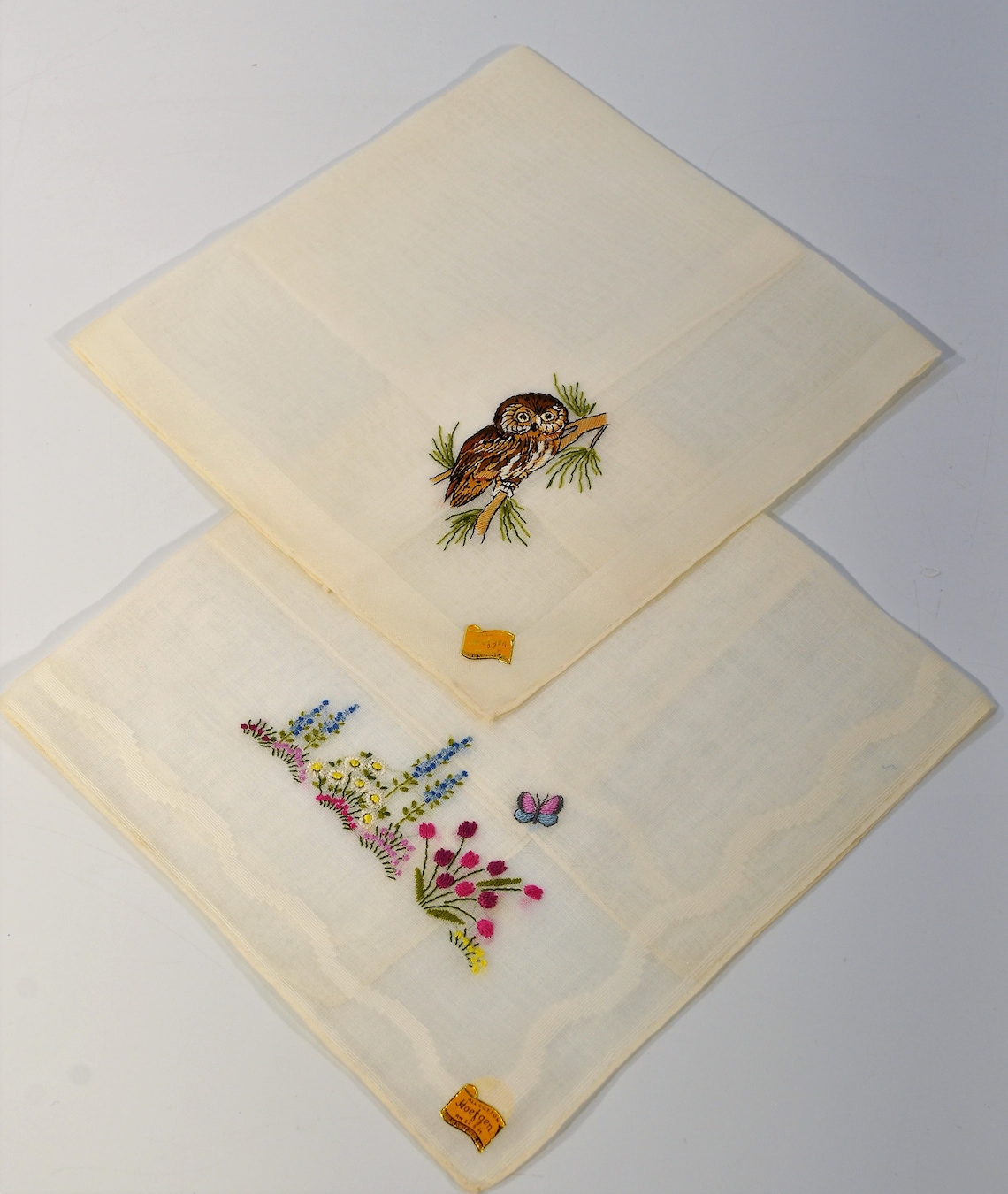 Set of 2 Vintage Linen Handkerchiefs Made in Switzerland - Etsy