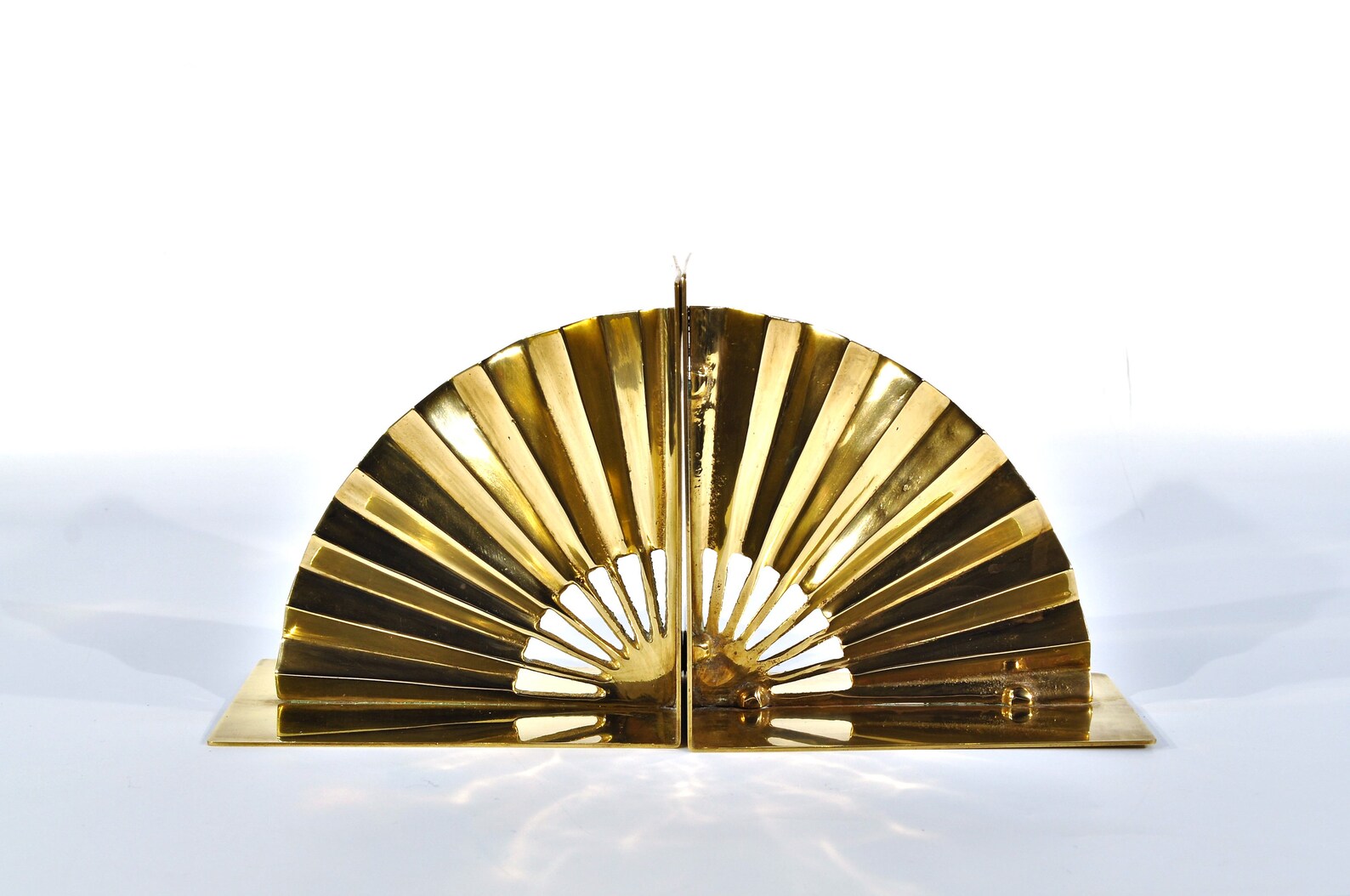 Vintage Solid Brass Fan Shaped Bookends - Etsy