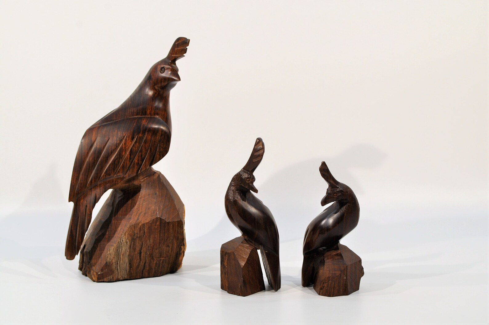 Large 12'' T Quail Statue Set of 3 /ironwood Hand Carved Quail Statues ...
