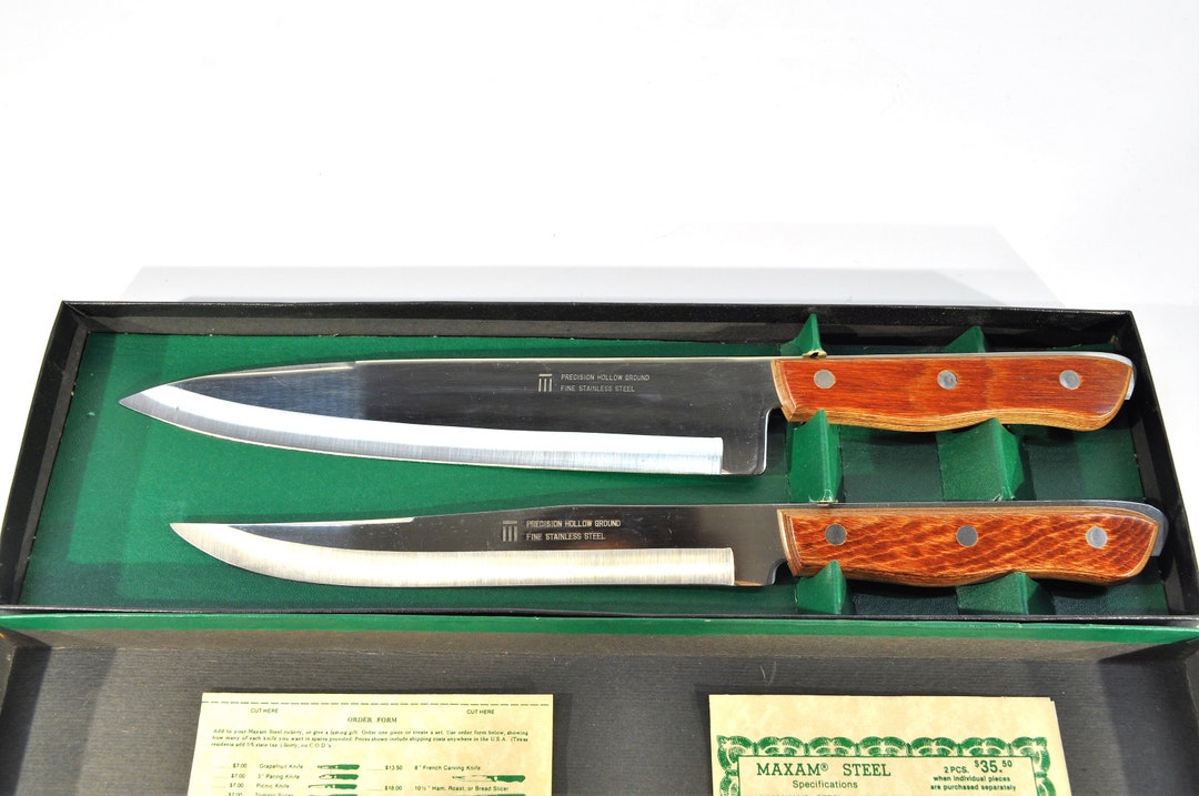 Mid-century Vintage Maxam Precision Hollow Ground Stainless Steel Knife ...